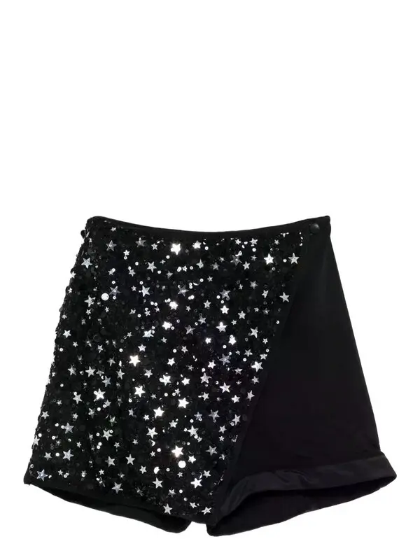 MITILIANE COUTURE Sequin Embellished Thigh Length Shorts - Black