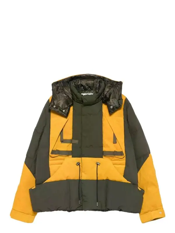Sacai Hooded Panelled Puffer Jacket - Yellow