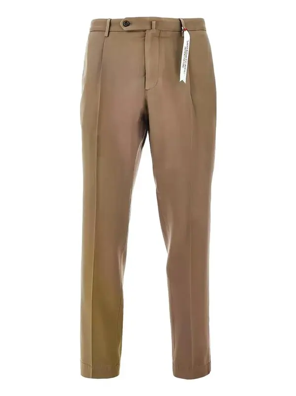 SANTANIELLO Pleated Front Trousers - Brown