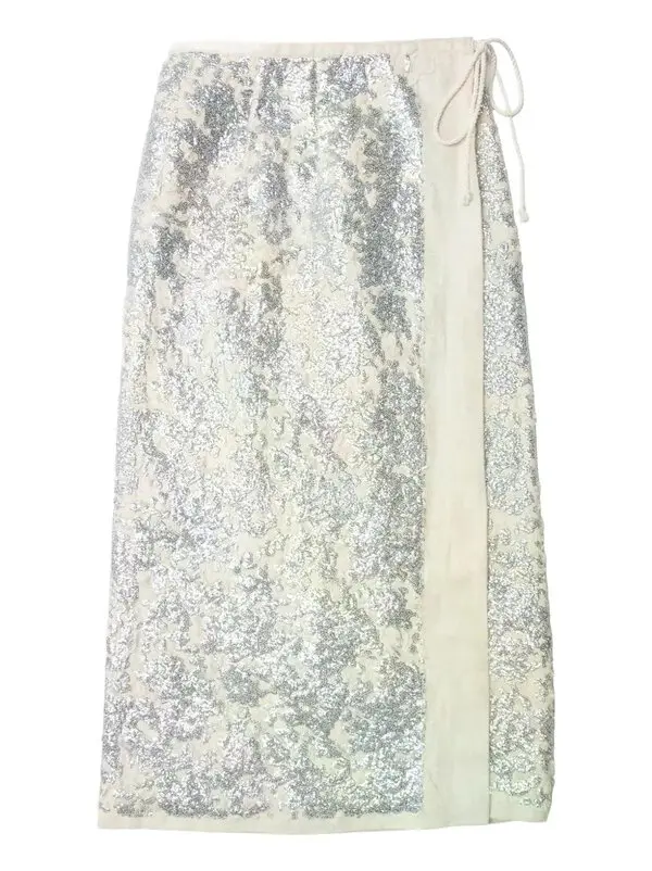 MULLER OF YOSHIOKUBO Sequin-embellished Wrap Skirt - Neutrals