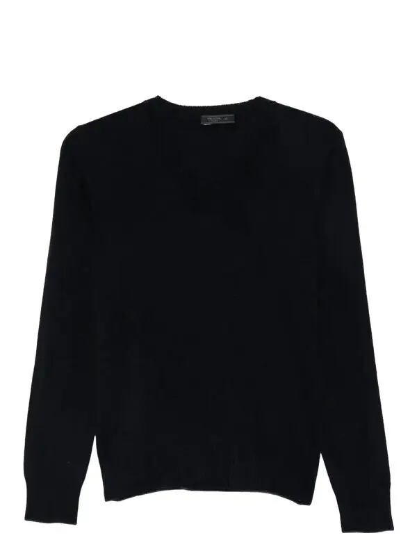 Prada V-neck Long Sleeve Sweater - Blue