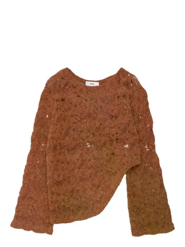 MULLER OF YOSHIOKUBO Asymmetric-hem Knit Sweater - Brown