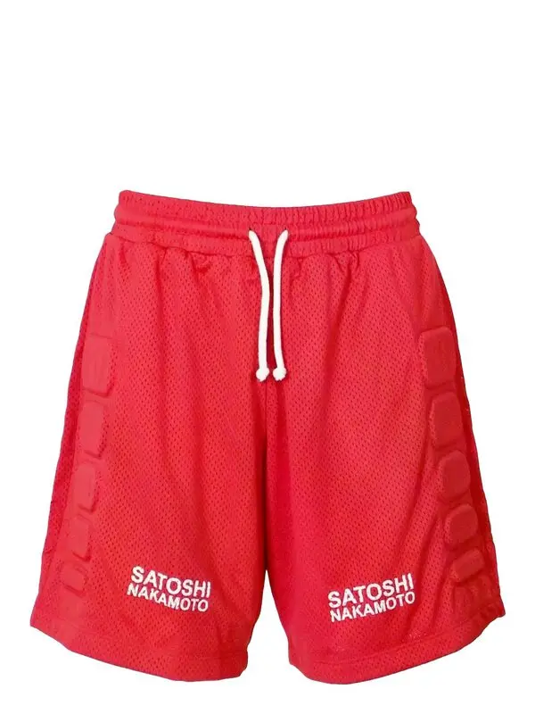 SATOSHI NAKAMOTO Mesh Moto Shorts - Red
