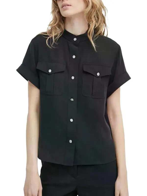 Theory Button-up Shirt With Pocket Detail - Black