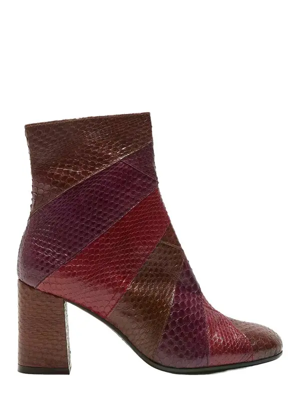 Malìparmi Patchwork Block-heel Leather Boots - Red