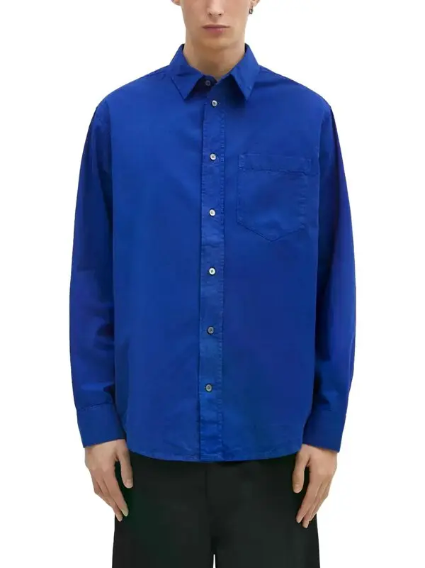 Wood Wood Long-sleeve Collared-neckline Shirt - Blue