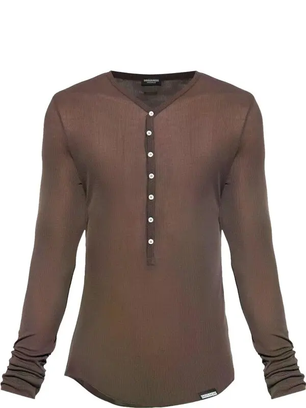 Dsquared2 Button Ribbed Long-sleeve T-shirt - Brown