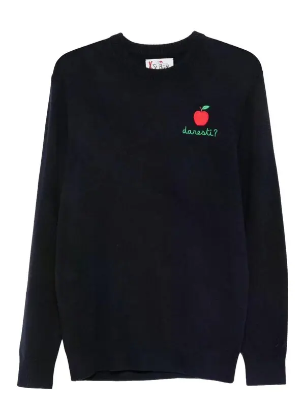 MC2 SAINT BARTH Apple-motif Wool Sweater - Blue