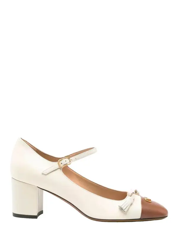 Valentino Garavani 60mm Tassel-detail Block-heel Pumps - Neutrals