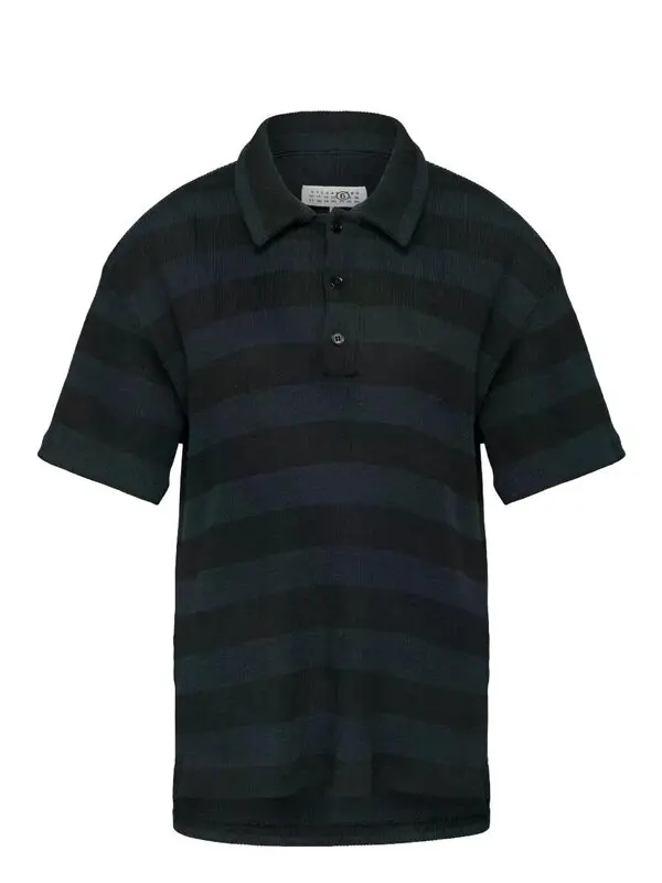 MAISON MARGIELA Striped Polo Top - Black