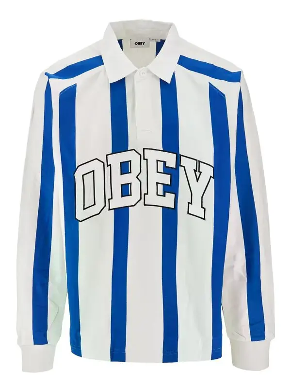 Obey Striped Logo-detail Polo Shirt - White