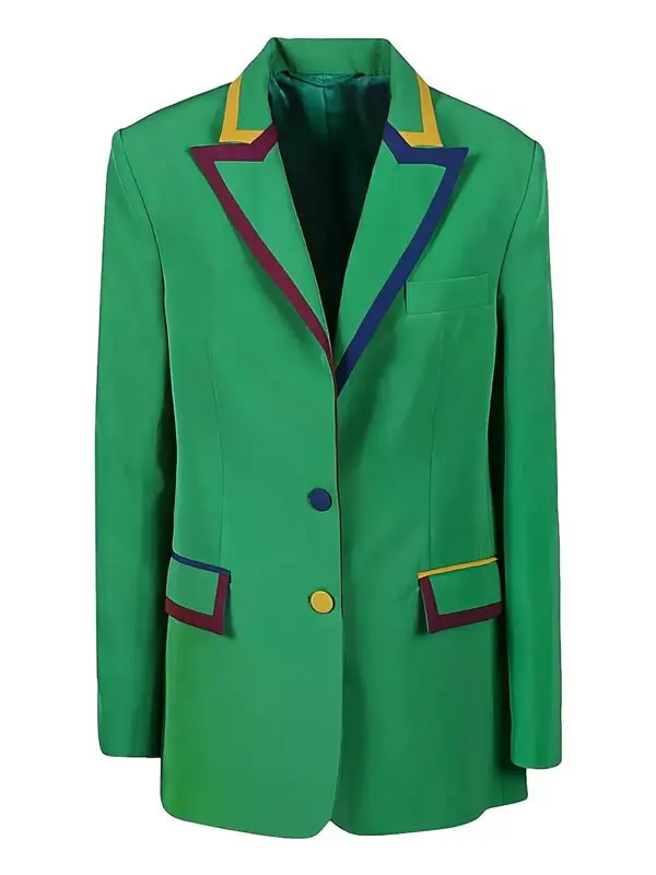 ALESSANDRO ENRIQUEZ Contrast-trim Single-breasted Blazer - Green