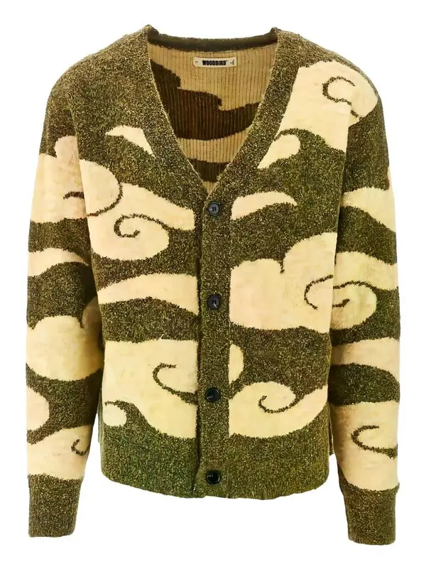 WOODBIRD Cloud Pattern Cardigan - Green