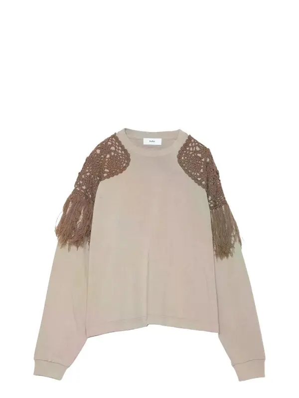 MULLER OF YOSHIOKUBO Crochet Fringed Cotton Sweatshirt - Neutrals