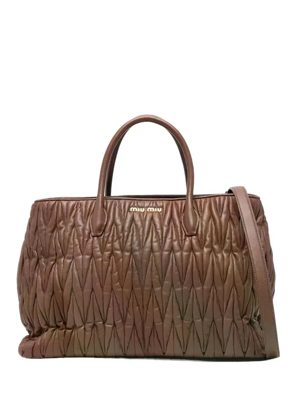Miu Miu Matelassé Tote - Brown