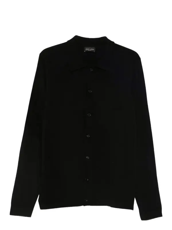 ROBERTO COLLINA Collared Buttoned Cardigan - Black