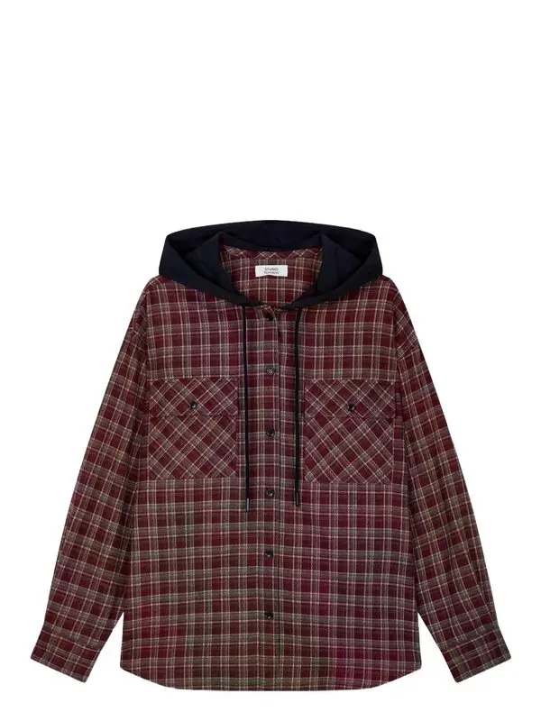 STUDIO TOMBOY Check-pattern Hooded Shirt - Red