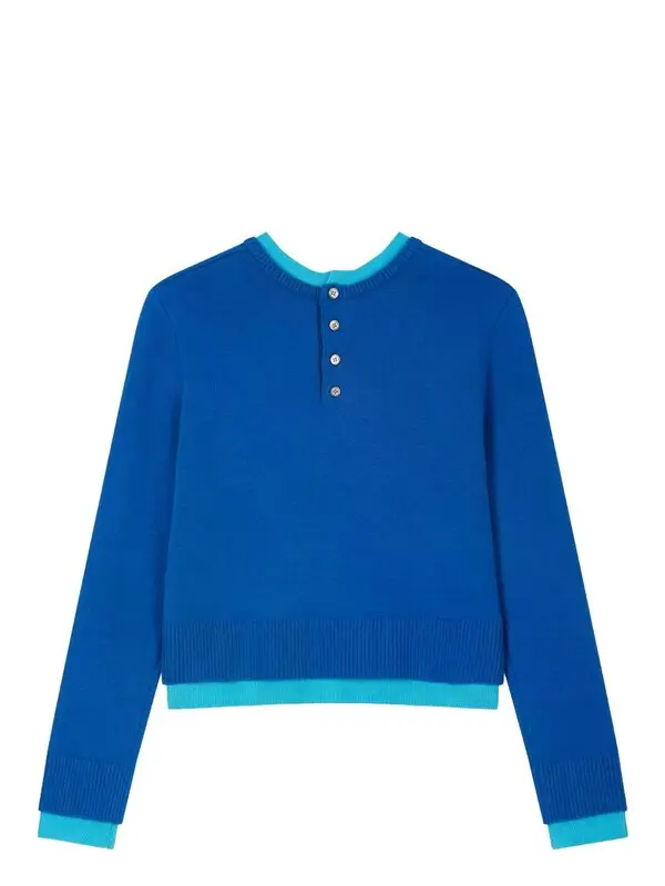 STUDIO TOMBOY Layered Round-neck Sweater - Blue