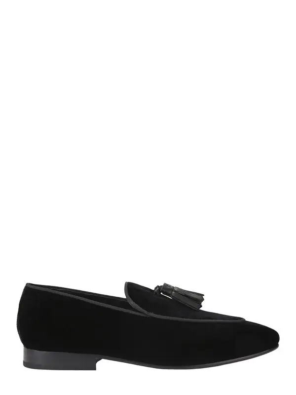 Kurt Geiger Velvet Bedford Tassel Loafers - Black