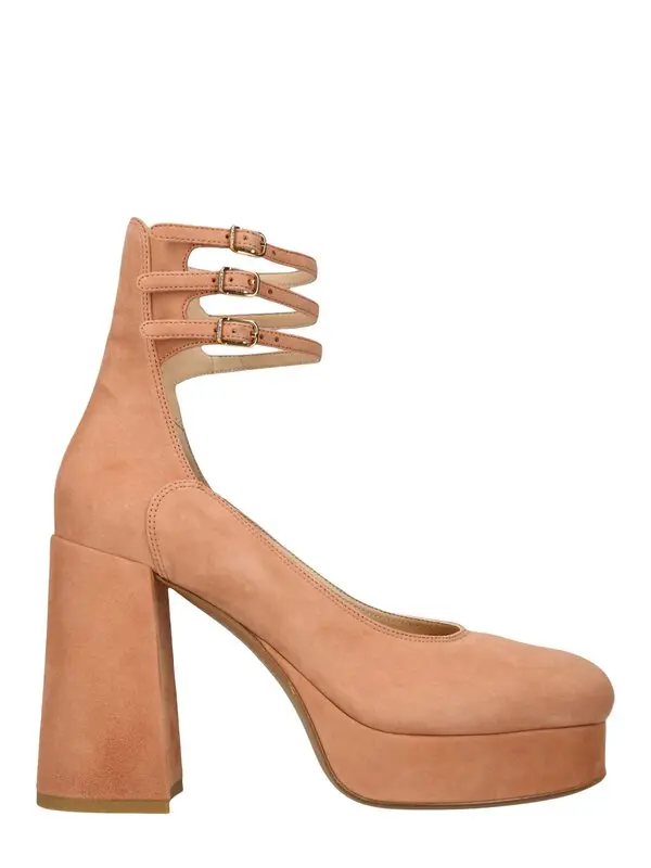 Chloé Suede Loti Platform Pumps 80 - Orange