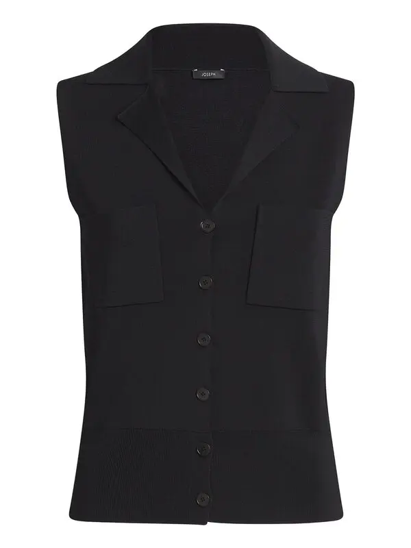 JOSEPH Milano Knit Stretch Waistcoat - Black