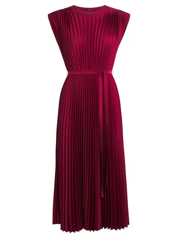 JOSEPH Volta Knit Weave Plissé Midi Dress - Red