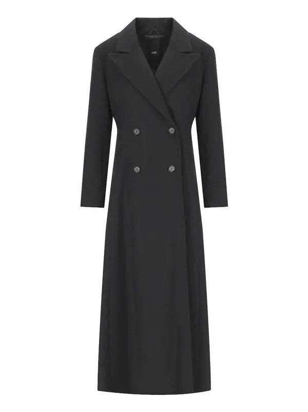 Add Wool Blend Double-breasted Coat - Black