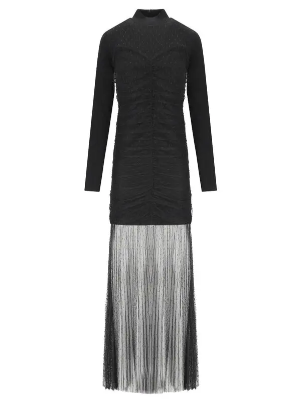 TWINSET Plumetis Long Dress - Black