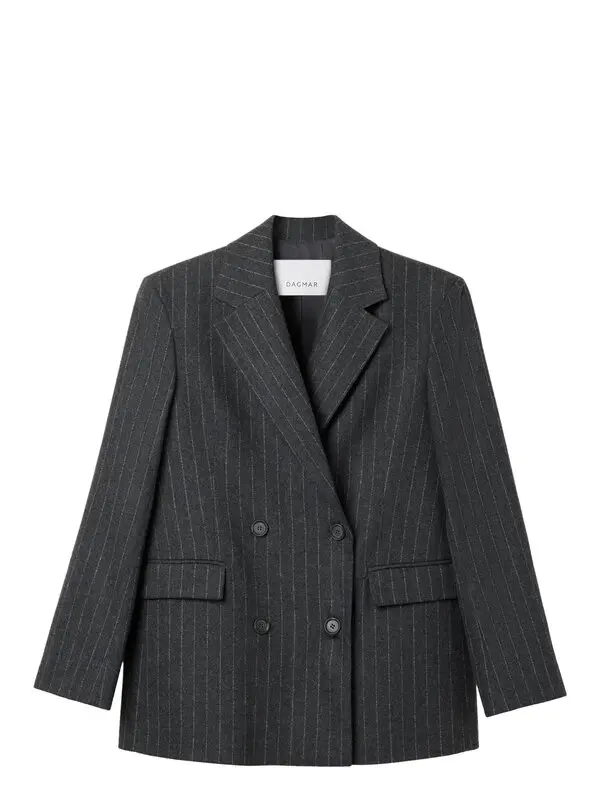 HOUSE OF DAGMAR Double-breasted Flannel Blazer - Pinstripe