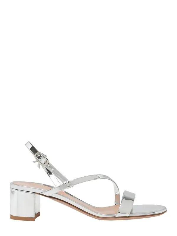 GIANVITO ROSSI Betsey Leather Sandals - Silver - Shiny Calf