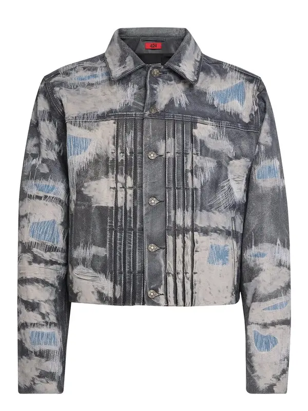 424 Denim-effect Leather Trucker Jacket - Blue