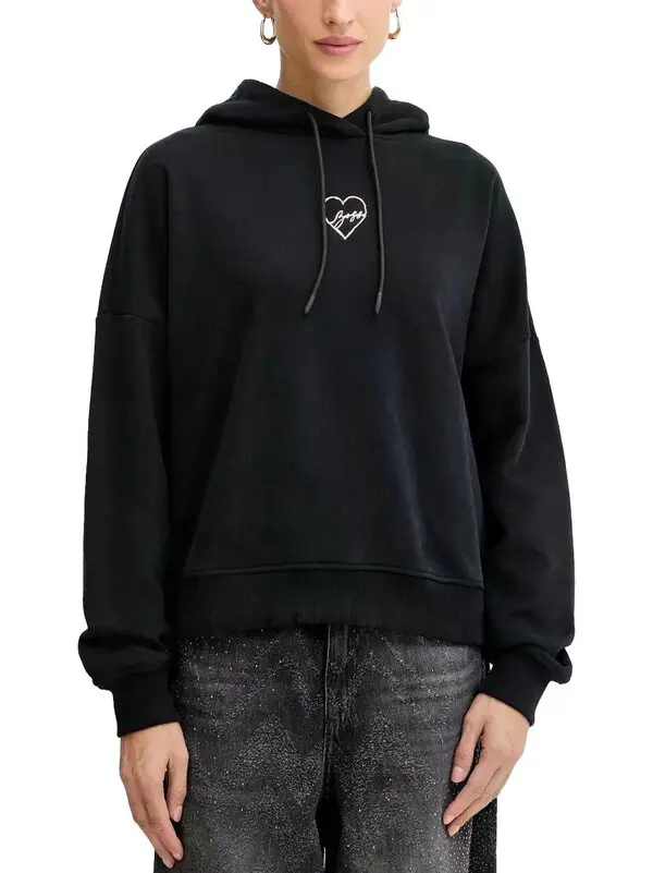 BOSS Heart-graphic Hoodie - Black