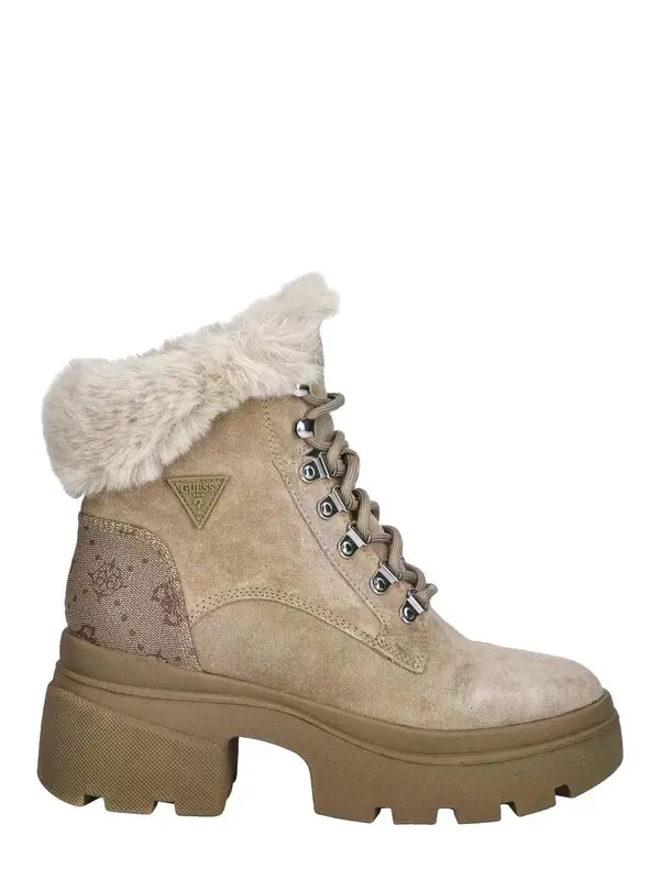 Guess 75mm Trimmed Lace-up Ankle Boots - Neutrals