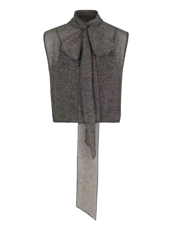 Gucci Bow Buttoned Top - Grey