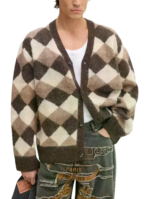 WON HUNDRED Edmonton Argyle Buttoned Cardigan - Brown