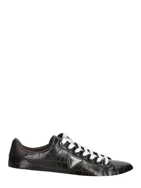 Guess Crocodile-embossed Leather Sneakers - Brown