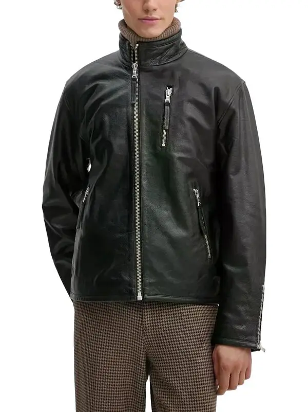 WON HUNDRED Zip-fastening Pockets Leather Jacket - Black