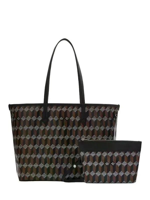 AU DEPART Geometric Pattern Tote Bag - Brown