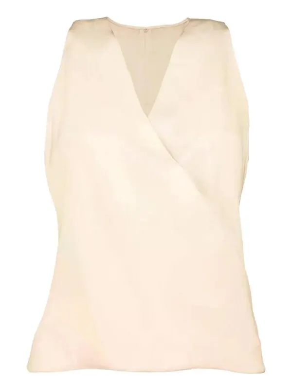 PETER COHEN Wrap-neck Sleeveless Top - Neutrals