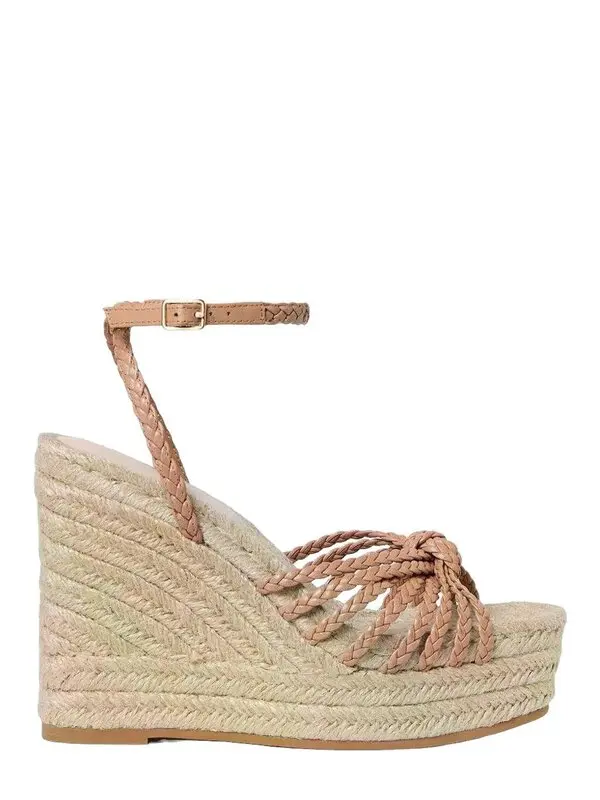 LOEFFLER RANDALL 130mm Pamela Knot-detail Wedge Sandals - Neutrals