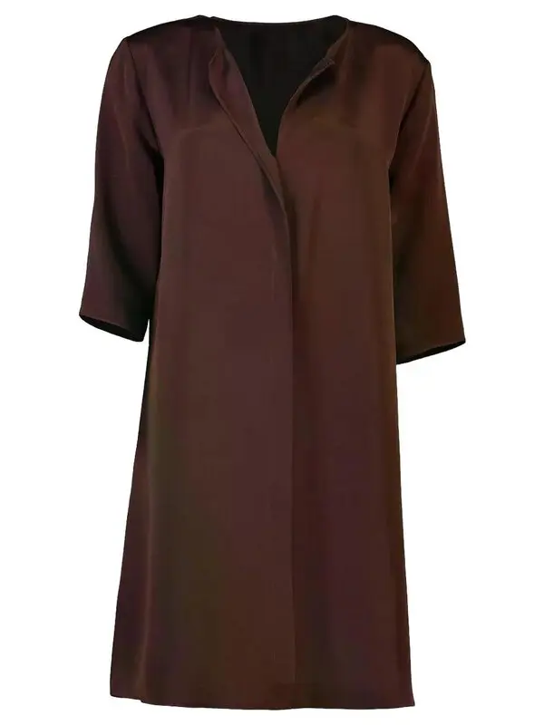 PETER COHEN Satin V-neck Dress - Brown