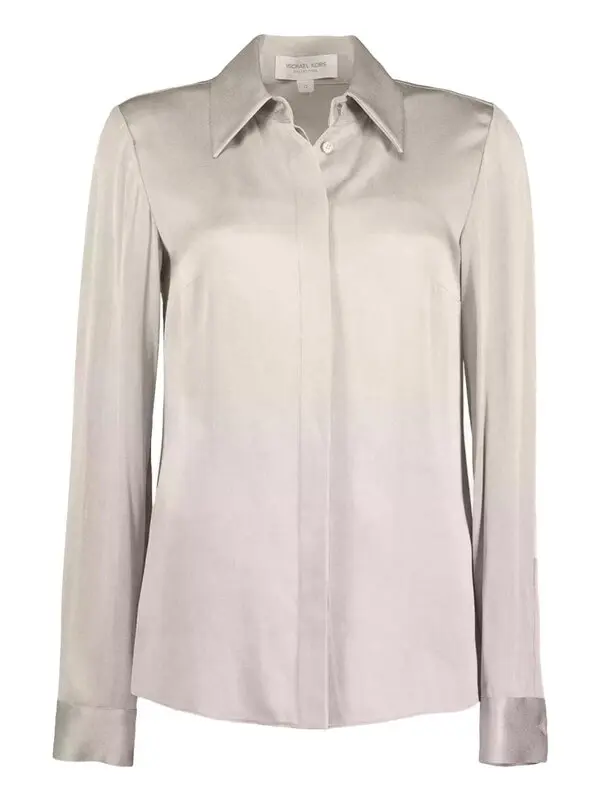 Michael Kors Satin Long-sleeve Shirt - Neutrals