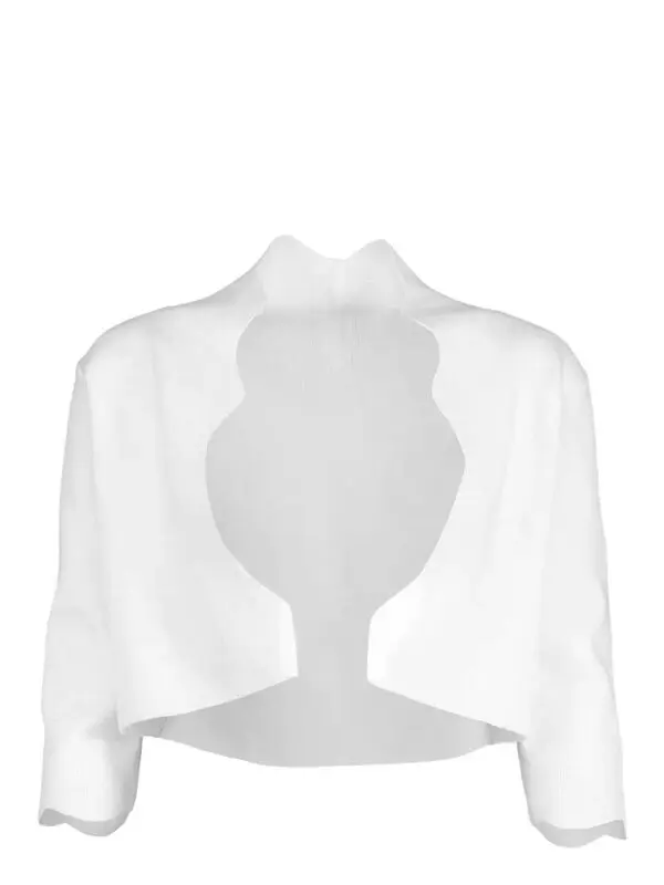 Lela Rose Scallop-hem Knit Bolero - White