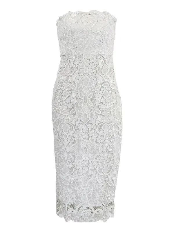 Badgley Mischka Lace Strapless Dress - White