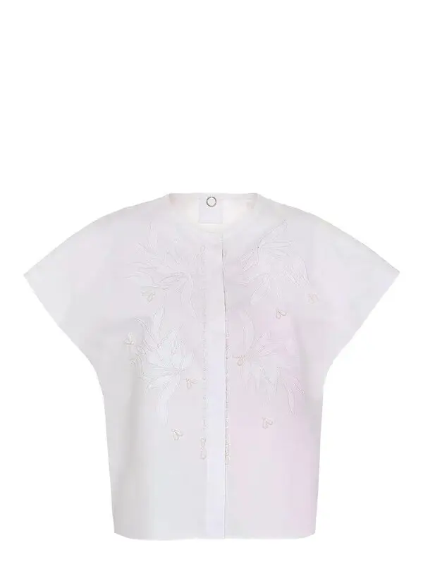 Mantū Floral-embroidered Top - White