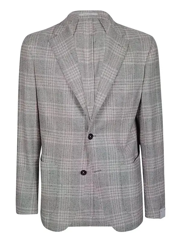 Eleventy Single-breasted Checked Jacket - Ltgrymln