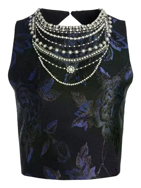 Alice + Olivia Cherra Pearl-embellished Top - Black