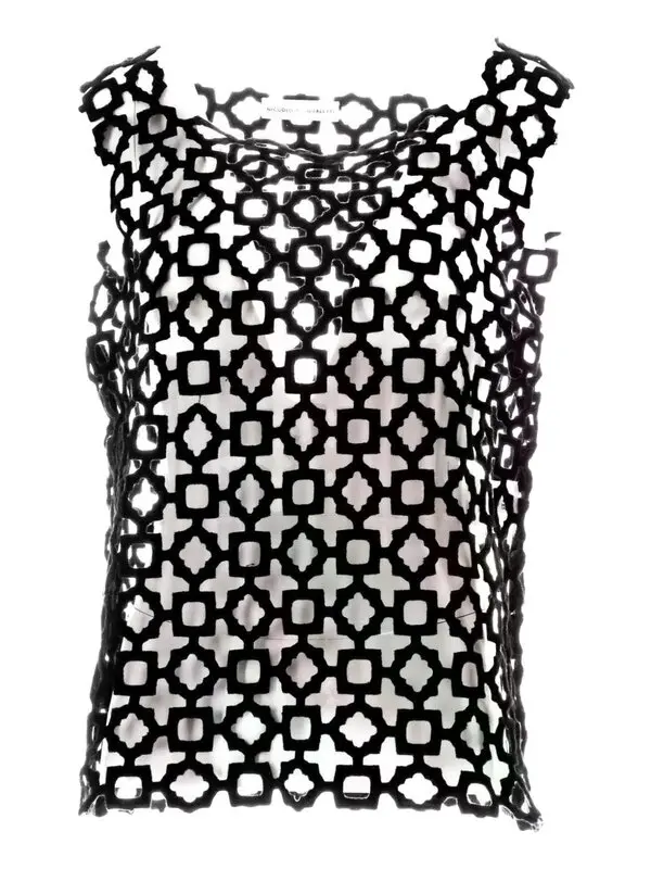 NICCOLO PASQUALETTI Geometric Lace Tank Top - Black