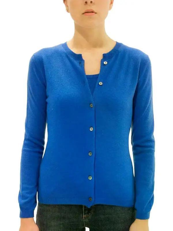 LA ROSE Buttoned Cashmere Cardigan - Blue