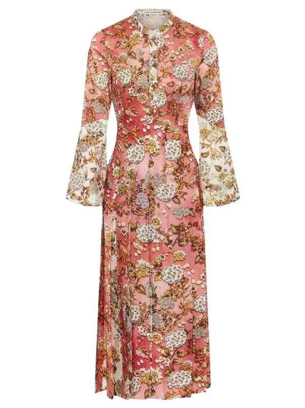 MARY KATRANTZOU Floral-print Pleated Dress - Pink